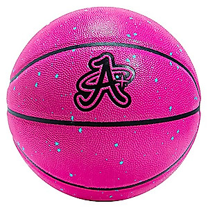 A Plus Collectibles Official Space Flight 1 Leather Game Basketball, Indoor/Outdoor Court, Full Size Kids & Adult Size 7, 29.5"… (Radiant Pink)