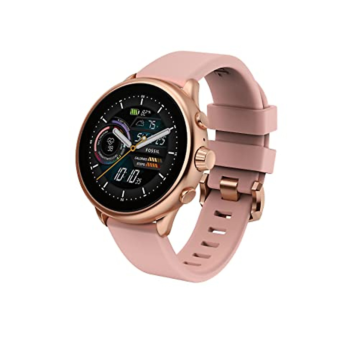 Fossil Unisex Gen 6 44mm Wellness Edition Touchscreen Silicone Smart Watch, Color: Rose Gold, Blush (Model: FTW4071V)