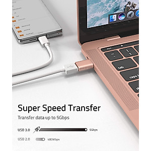 Syntech [2 Pack USB Male to USB3 Female Adapter Compatible with iPhone 16 Pro Max iMac iPad Mini/Pro 2023 Pro MacBook Air 2020 and Other Type C Devices, Rose Gold