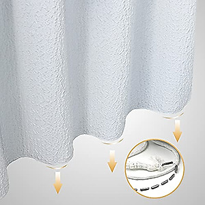 SUMGAR White Shower Curtain Farmhouse Modern Fabric Cloth Bathroom Curtains Set with Hooks 3D Embossed Textured Polyester Ruffle Like Decorative Washable Waterproof Summer Luxury Bath Curtain 72"x72"