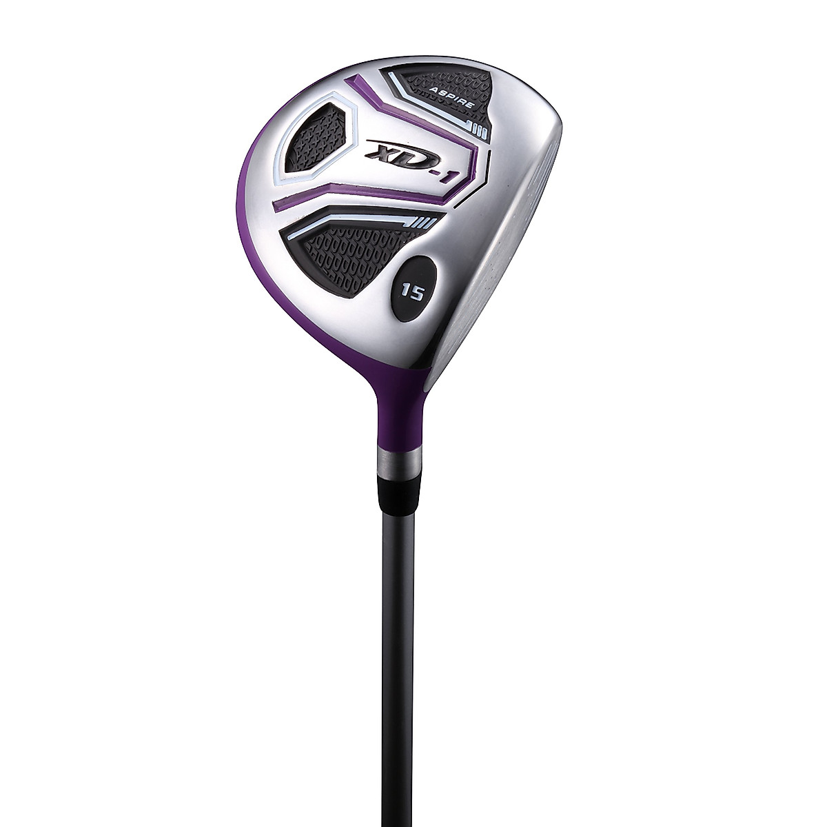 Aspire XD1 Ladies Womens Complete Right Handed Golf Clubs Set Includes Titanium Driver, S.S. Fairway, S.S. Hybrid, S.S. 6-PW Irons, Putter, Stand Bag, 3 H/C's Purple (Right Hand Petite -1")