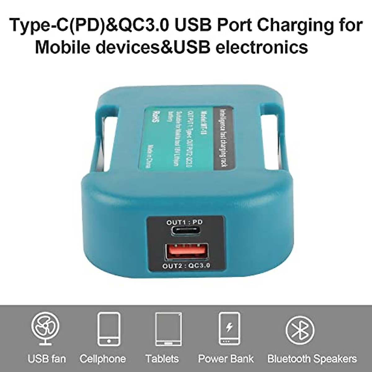 ZLWAWAOL 2 Pack USB Charger Adapter Compatible with Makita 18V Battery 2 USB Holder with Type-C Fast Charging