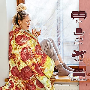 Pizza Blanket Adult Kdis Size Funny Realistic Food Personalized Throw Blanket Novelty Gift for Everyone 300 GSM Soft Flannel 60 inches Red