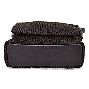 Rising Phoenix Industries Cute Black Crochet Crossbody Bag with Zipper and Flap Closure, Boho Style Handbag Purse with Faux Leather Strap