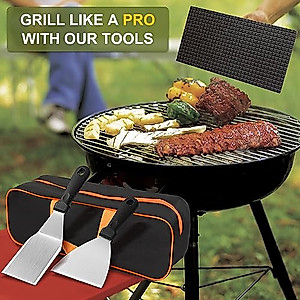 Griddle Accessories Kit, 16pcs Flat Top Grill Griddle Tools Set for Blackstone and Camp Chef, Professional Grill Spatula Set with Basting Cover, Spatula, Scraper, Tongs for Outdoor BBQ and Camping