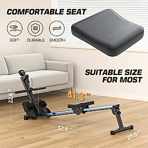 Rowing Machines for Home Use, Row Machine with LCD Monitor and Comfortable Seat Cushion, Rowing Machine Foldable for Home - Quiet & Smooth