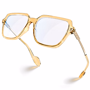 VISOONE Oversized Blue Light Blocking Glasses with Chic Square TR90 Frame and Metal Temple for Women Men REMY