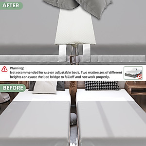 Bed Bridge Twin to King Converter Kit 12 Inch, Split King Gap Filler Mattress Bed Connector, One-Piece Foam with Detachable Cover for Stayover, Family, Vacation Rentals