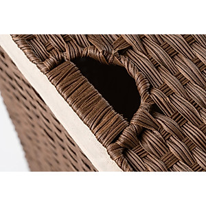 Blue Ridge Basket Company Synthetic Wicker Laundry Hamper Basket with Lid and Liner (Brown)