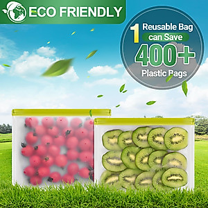 Reusable Food Storage Bags, 4 Pack Reusable Gallon Bags Seal & Leak Proof, BPA Free Reusable Freezer Bags for Travel, Marinate Meats, Fruit or food Storage