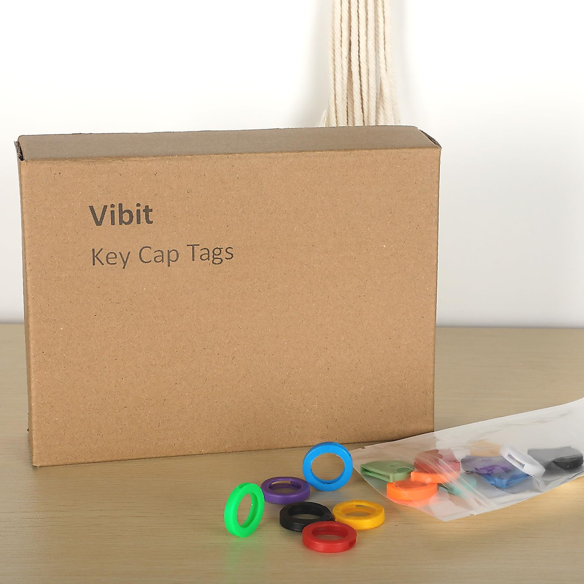 Vibit 16 Pack Key Caps Covers Tags Set Plastic Key Identifier Coding Rings in 8 Assorted Colors, 2 Styles