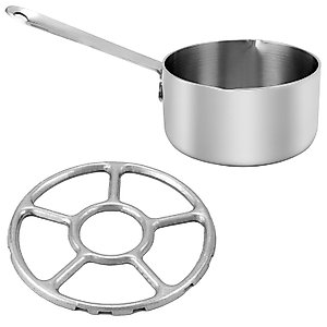 QWORK Butter Coffee Milk Warmer Mini Butter Melting Pot, 18/10 Stainless Steel, 12oz/350ml Tri-Ply Construction with Dual Pour Spout, Dishwasher Safe