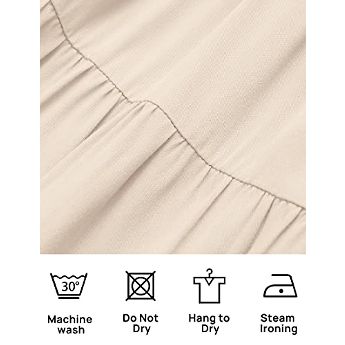 ZESICA Women's 2023 Summer Casual Flutter Short Sleeve Crew Neck Smocked Elastic Waist Tiered Midi Dress,Apricot,Large