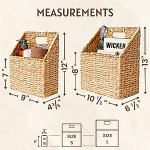 CHI AN HOME Wicker Hanging Storage Baskets, Set of 2 Hanging Wall Baskets, Mail Baskets for Wall, Hanging Baskets for Organizing Files, Books, Accessories