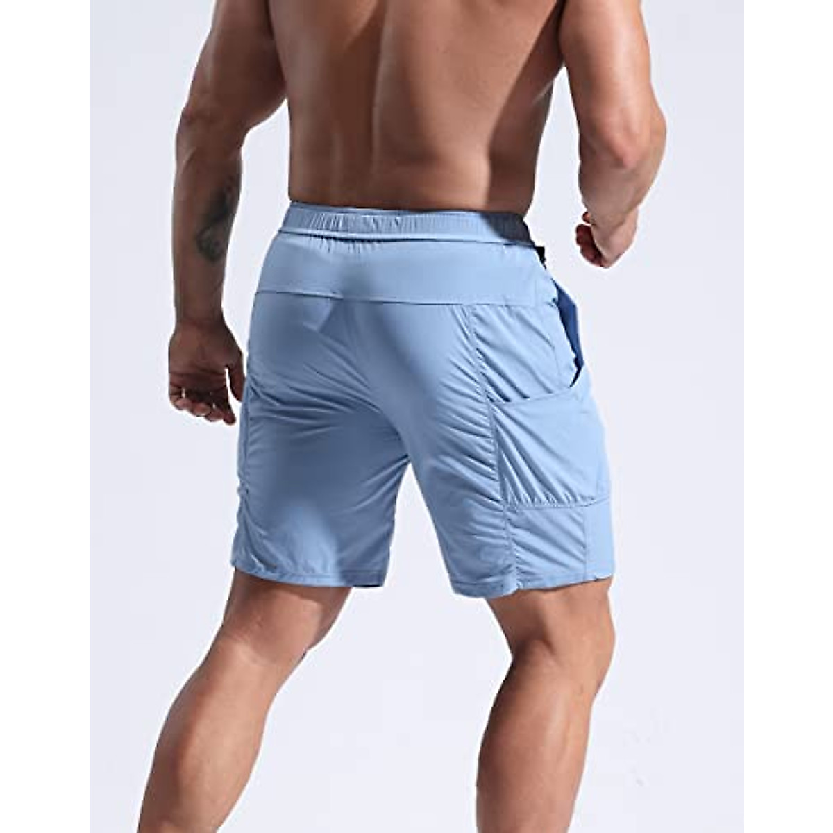 Toritours Mens Atheletic Shorts, Stretch Quick Dry Mens Summer Shorts Lightweight 7 Inch Inseam Casual Golf Hiking Shorts Mist Blue