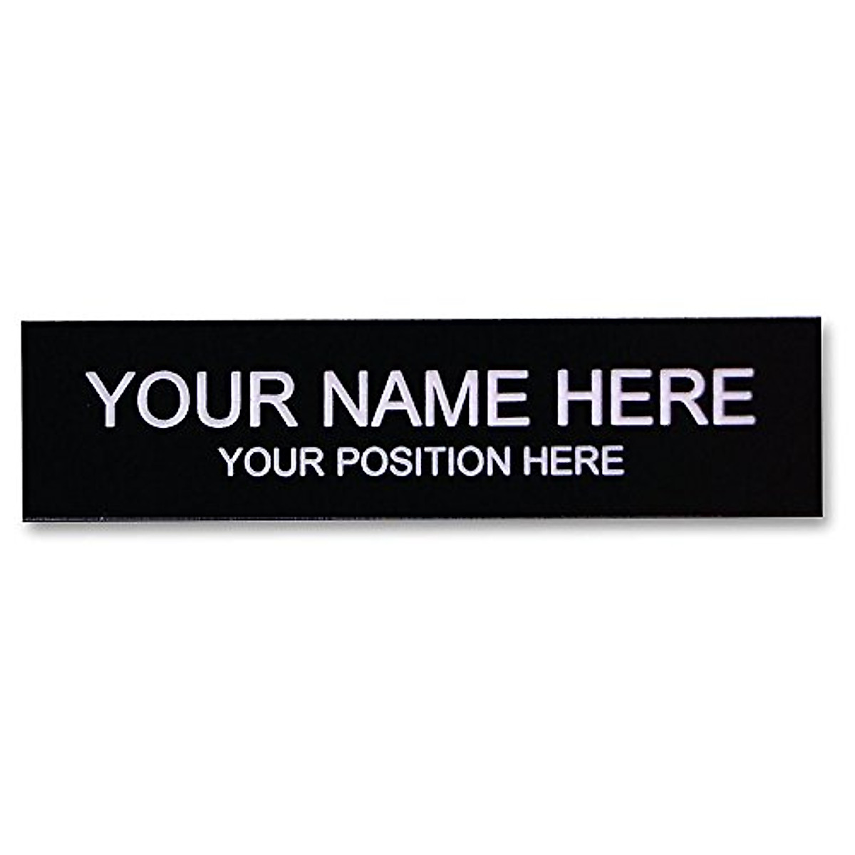 Office Desk Name Plate or Wall / Door Sign - Laser Engraved Signage Material - black. Professionally engraved by Lasercrafting from UV-rated Material. Great gift idea. Customize to match your personal or company style, look or vibe. Holders available.
