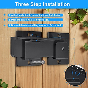 GreaTalent 7.5" Flip Gate Latch Lock with Padlock Hole, 4mm Heavy Duty Aluminum Alloy Adjustable Door Latch for Sliding and Swing Open Door, Outdoor Gate, Wooden Fence, Barn Door, Shed, Garage, Yard