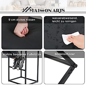 MAISON ARTS Black Counter Height 24" Bar Stool for Kitchen Counter Backless Modern Square Barstool Upholstered Faux Leather Stool Farmhouse Island Chair, Support 330 LBS,(24 Inch,Black), 1pc