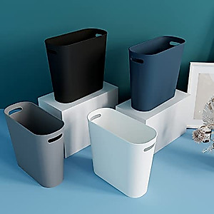 HOLTPHILI Slim Trash Can Small Waste Basket Garbage Can with Handles for Bathroom Kitchen Office (Grey,2 Pack)