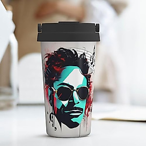 WANGXUEE Music Note Print 500ml Stainless Steel Travel Tumbler Double Wall Vacuum Insulated Coffee Mug