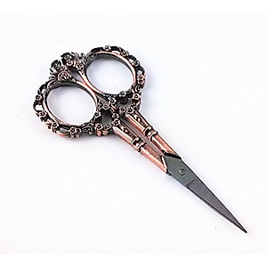 Yueton Vintage European Style Plum Blossom Needlework Embroidery Scissors (Copper)