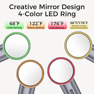 Tensky Hair Dryer, Blow Dryers with 110,000 RPM High-Speed Brushless Motor for Fast Drying 200 Million Negative Ions Thermo-Control Hairdryer with Magnetic Nozzle NO Heat Damage (Light Grey)