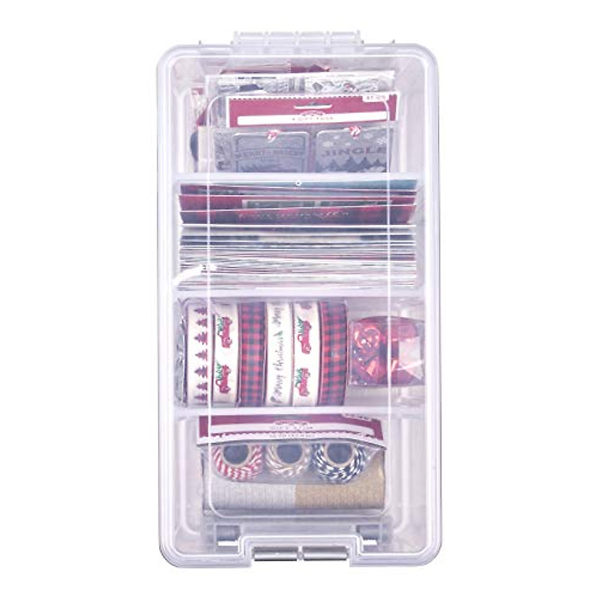 AB Designs 6925ABD Semi Satchel with Removable Dividers, Stackable Home Storage Organization Container, Clear with Sliver Latches and Handle