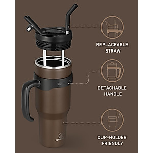 Gpeng 30 oz Stainless Steel Tumbler with Detachable Handle - Leakproof and Insulated Water Bottle, Versatile for Hot or Cold Drinks