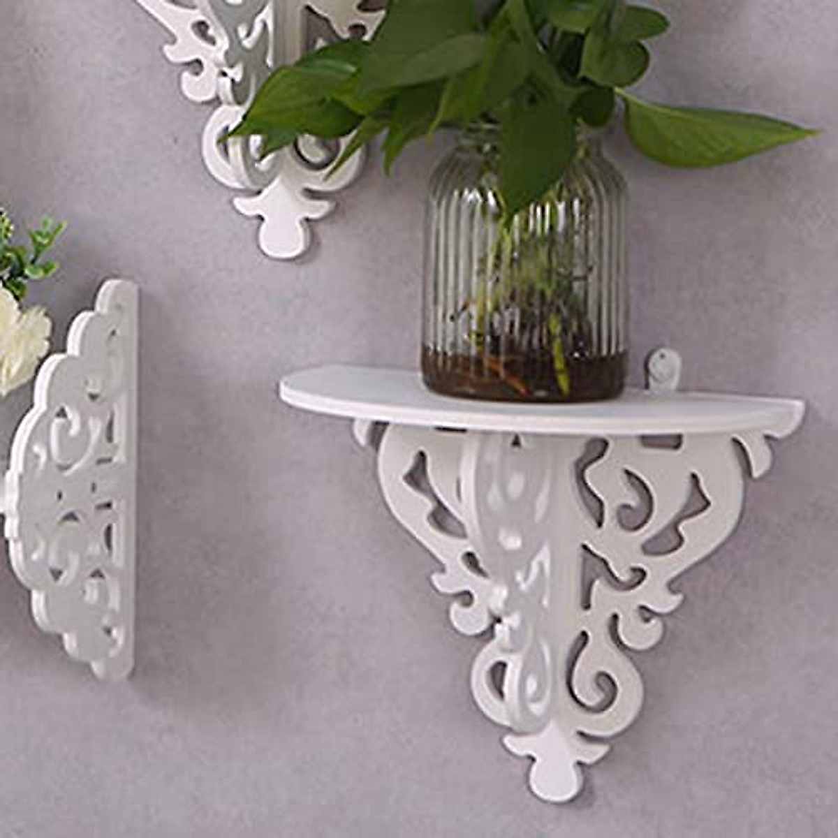 Zerodeko 2pcs Home Bracket Kitchen Organizer Simple-Shaped Mounted Flower Stands Modern Sundries Bathroom Floating Plant Flowerpot Nursery Stand Retro Decor for Holder Brackets Carving