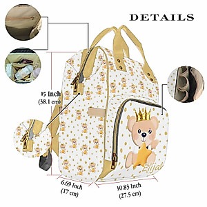 Newcos Personalized African Crown Princess with Pink Banner Diaper Bag with Name Nappy Bags Travel Casual Mummy Backpack for Mom Women