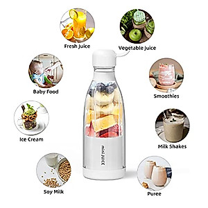 HF OPTPROD Portable Blender for Juice Shakes and Smoothies, Personal Size Blender for Fresh Fruit Veggie Juice Cup with USB Rechargeable & 8 Blades,White