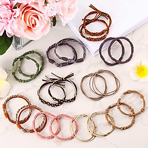 20 Boho Hair Ties in 5 Styles, 10 Colors - Cute Bracelets for Thin and Thick Hair, No Damage Elastics