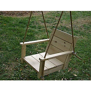 Wood Tree Swings - Wooden Hanging Chair Swing - Hang Outdoors in a Tree on a Porch or Patio Garden - Indoors in a Basement or Children's Playroom - Includes Rope and Clamps