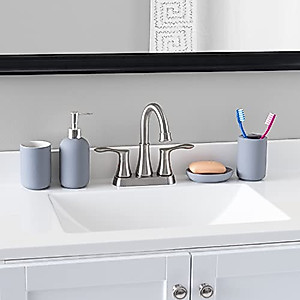 4-Piece Ceramic Bathroom Set (Grey) Contemporary Design Bathroom Accessory Sets with Rubberized Coating Bath Accessories for Bathroom