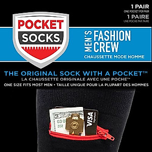 Pocket Socks Mens, The Hunter Sock Camoflage Green, Crew Soft Cotton with Security Zip Pocket (One Size