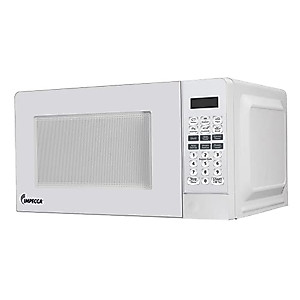 Impecca CM-0772W Countertop Microwave Oven w/ 10 Power Levels, Child Lock, LED Lighting, 700Watt & 0.7 Cu. Ft., Convenient Cooking Controls and Touch Pad Panel, White Color