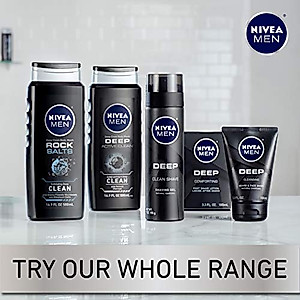 Nivea Men DEEP Cleansing Beard and Face Wash, Enriched with Natural Charcoal, 3 Pack of 3.3 Fl Oz Tubes