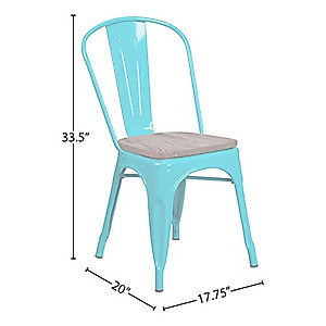 Flash Furniture 4 Pk. Crystal Teal-Blue Metal Stackable Chair with Wood Seat