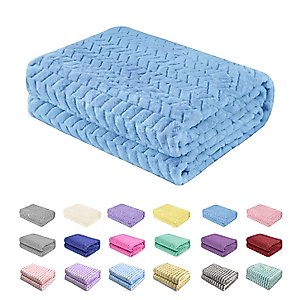 Baby Blanket Flannel, Cozy Throw Blankets for Newborn Infant and Toddler, Super Soft and Warm Receiving Baby Blanket for Crib Stroller (Blue 30 * 40")