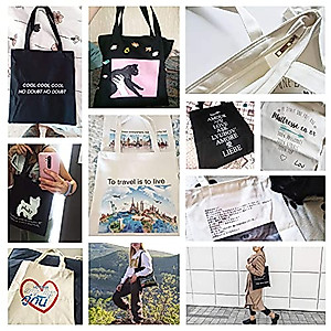 Aboutwome Your Own Design Women Custom Tote Bag for Shopping Canvas Bags (Black)