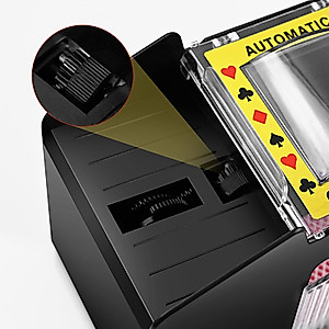 Nileole 2/4/6 Deck Automatic Card Shuffler, Battery-Operated Electric Shuffler, Casino Card Game Table Accessories for Travel, UNO, Phase 10, Skip-Bo, Texas Hold'em (Black, 4 Decks)