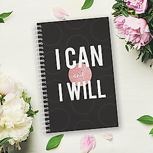 Softcover Can And Will 5.5" x 8.5" Motivational Spiral Notebook/Journal, 120 Checklist Pages, Durable Gloss Laminated Cover, White Wire-o Spiral. Made in the USA