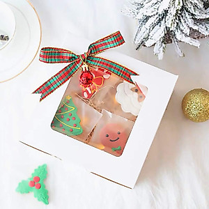 5/8" Christmas Ribbons Xmas Plaid Ribbons Craft Ribbon Checked Ribbon Bows Wrapping Ribbons with Measuring Tape for Christmas Party Decoration (25 Yards)