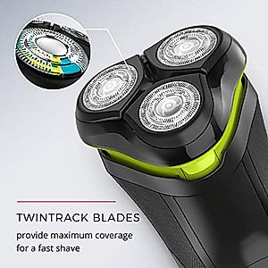 Remington Ultrastyle Rechargeable Rotary Shaver, Pr1320, Black/Neon Green