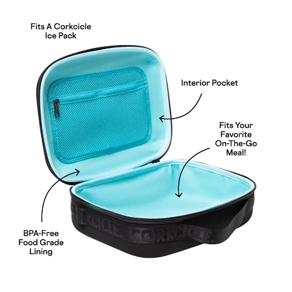Corkcicle Crushproof Cooler Lunch Box, Reuseable Water Resistant Insulated, Perfect for Traveling with Wine, Beer, Ice Packs, and Lunches, Black Neoprene, Back to School