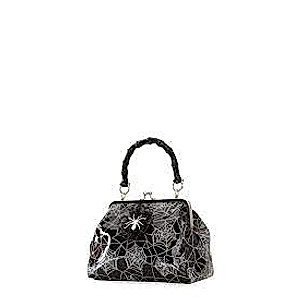 Lost Queen Killian Spiderweb Vintage Kisslock Handbag Glitter Spider Brooch Purse