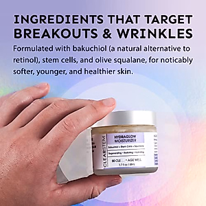 CLEARstem HYDRAGLOW Anti-Aging Stem Cell Moisturizer with Bakuchiol, 1.7 Oz
