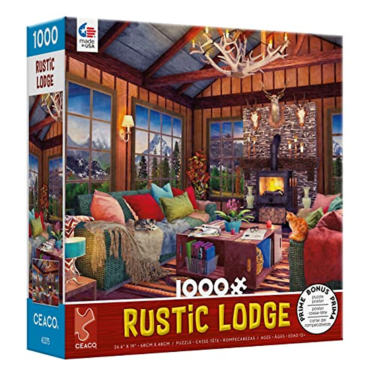 Ceaco - Rustic Lodge - Cozy Fire - 1000 Piece Jigsaw Puzzle, 27 x 20