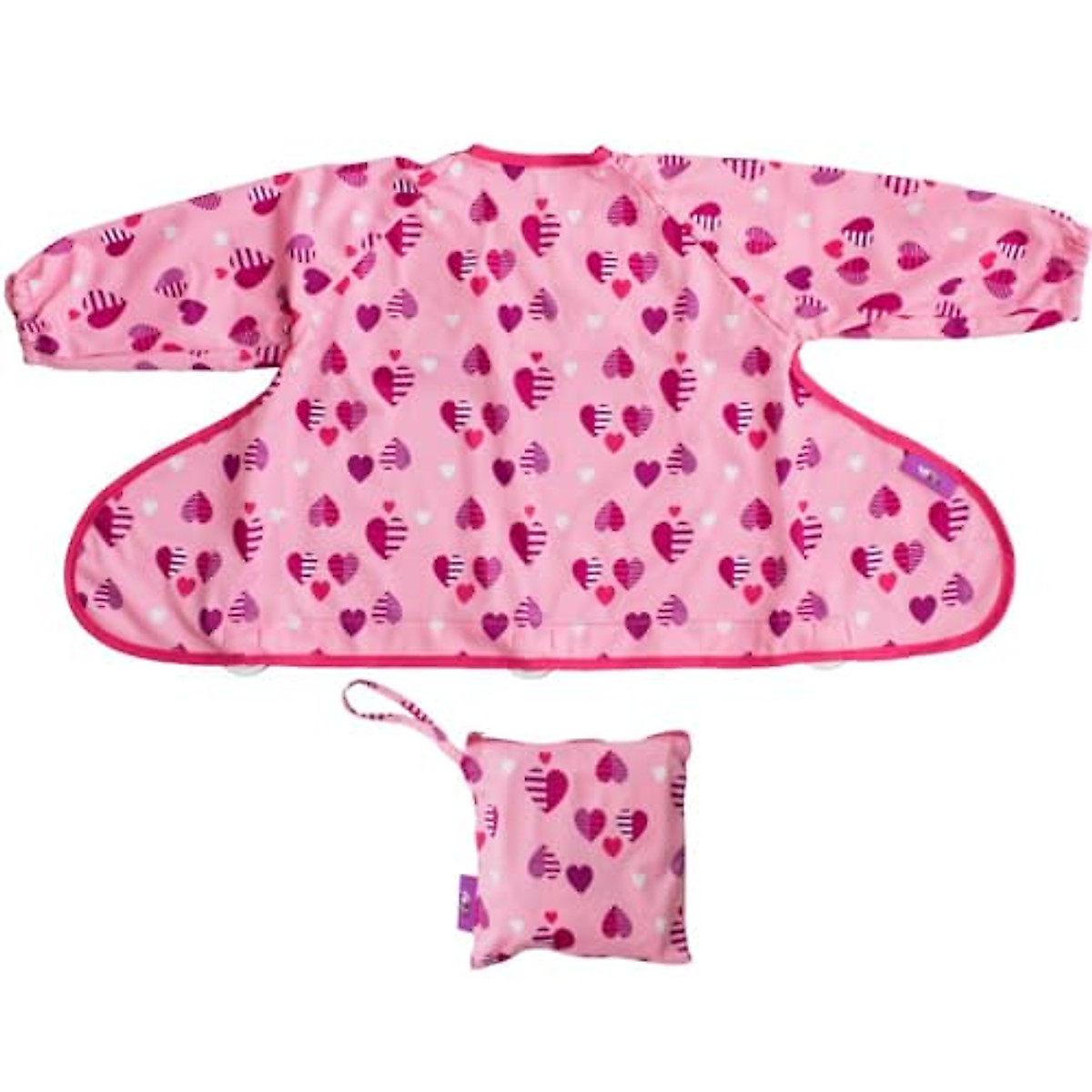 Tidy Tot - Cover & Catch Baby Bib - Mess Proof Long Sleeve Feeding Smock with Food Catcher Pocket - Attaches to Highchair - Waterproof Bib – Machine Washable. Fits 6-24 months - Pink