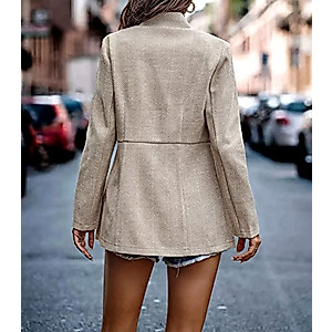 chouyatou Women's Casual Business Open Front Long Sleeve Notch Lapel Office Blazer Jacket (Medium, Apricot)